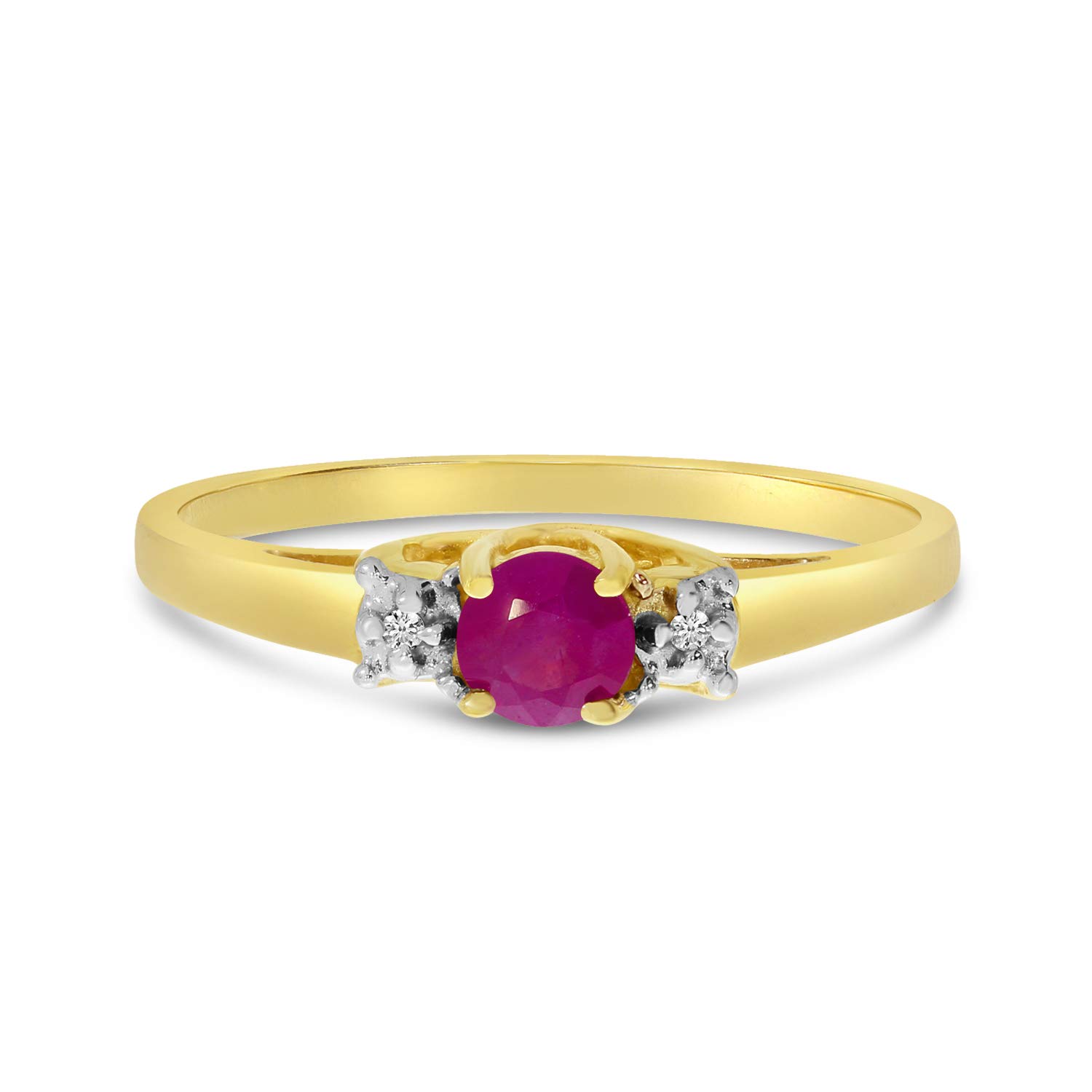 Direct-Jewelry 10k Yellow Gold Round Ruby And Diamond Ring (Size 7)