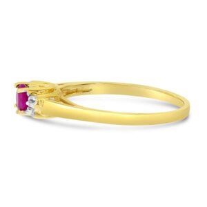 Direct-Jewelry 10k Yellow Gold Round Ruby And Diamond Ring (Size 7)