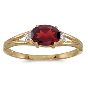 direct-jewelry 14k yellow gold oval garnet and diamond ring (size 5.5)