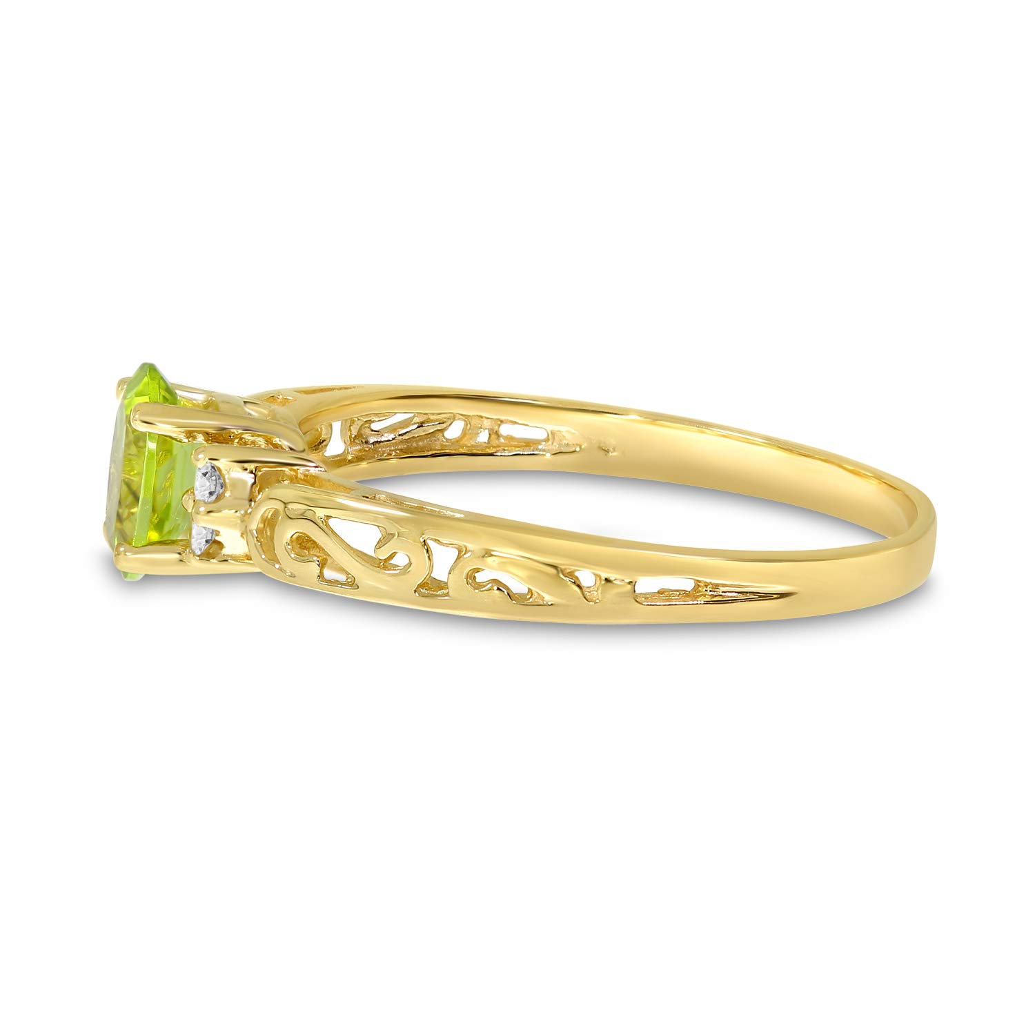 Direct-Jewelry 10k Yellow Gold Oval Peridot And Diamond Ring (Size 6)