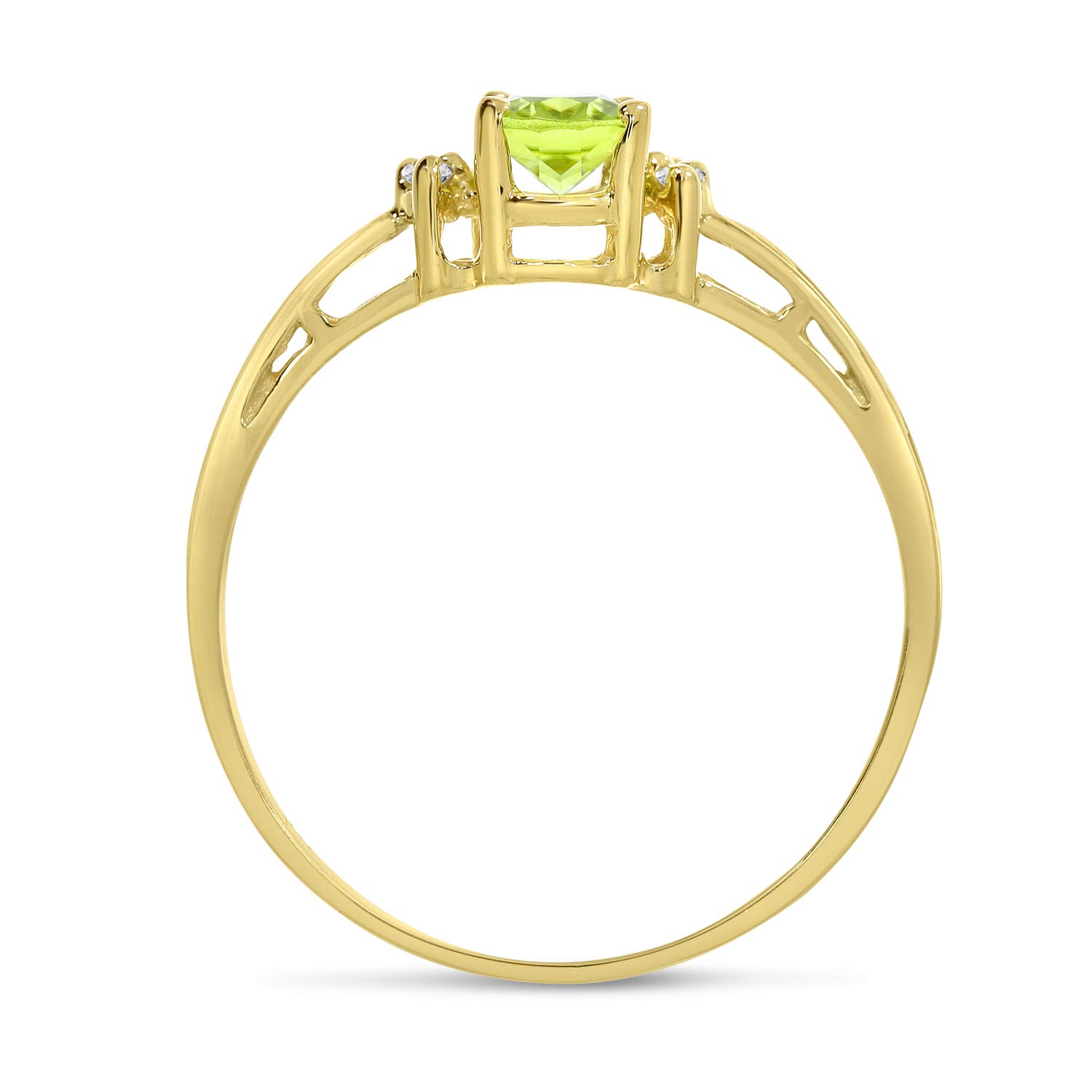 Direct-Jewelry 10k Yellow Gold Oval Peridot And Diamond Ring (Size 6)