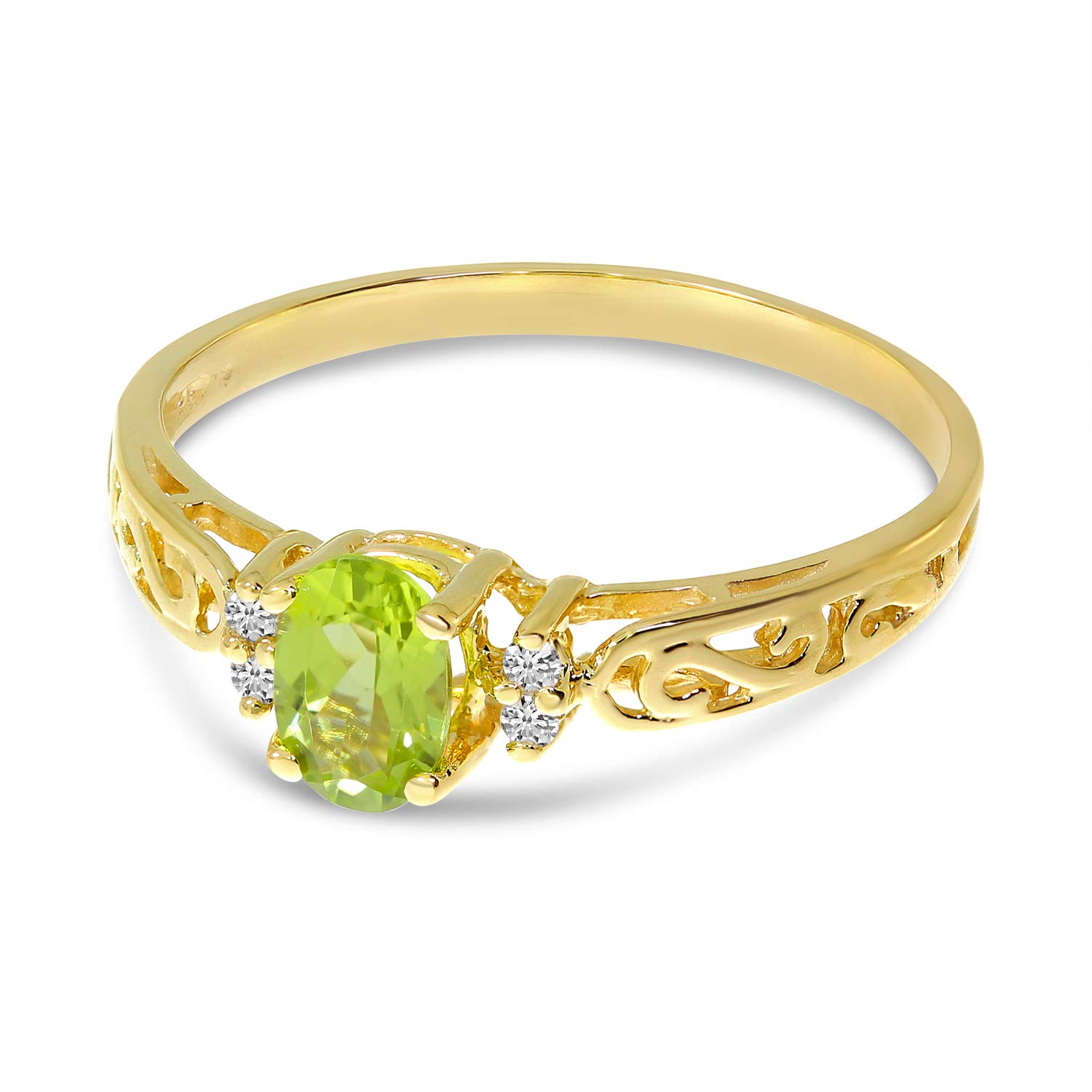 Direct-Jewelry 10k Yellow Gold Oval Peridot And Diamond Ring (Size 6)