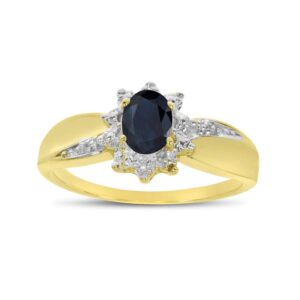 direct-jewelry 10k yellow gold oval sapphire and diamond ring (size 8.5)