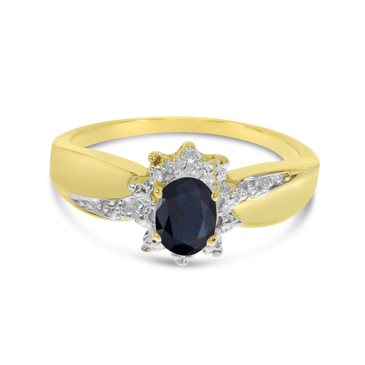 Direct-Jewelry 10k Yellow Gold Oval Sapphire And Diamond Ring (Size 8.5)