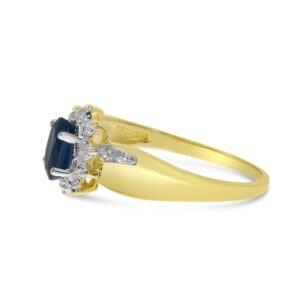 Direct-Jewelry 10k Yellow Gold Oval Sapphire And Diamond Ring (Size 8.5)