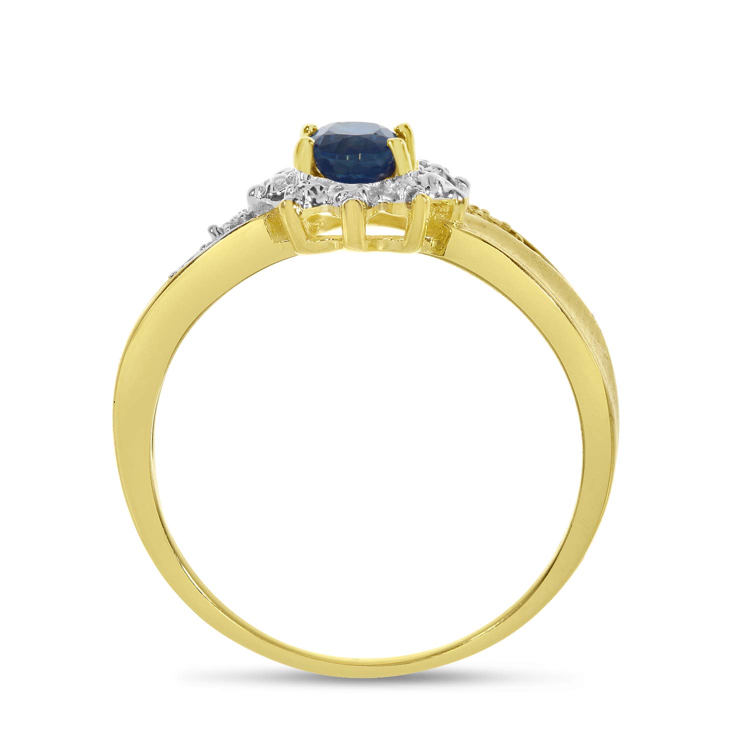 Direct-Jewelry 10k Yellow Gold Oval Sapphire And Diamond Ring (Size 8.5)