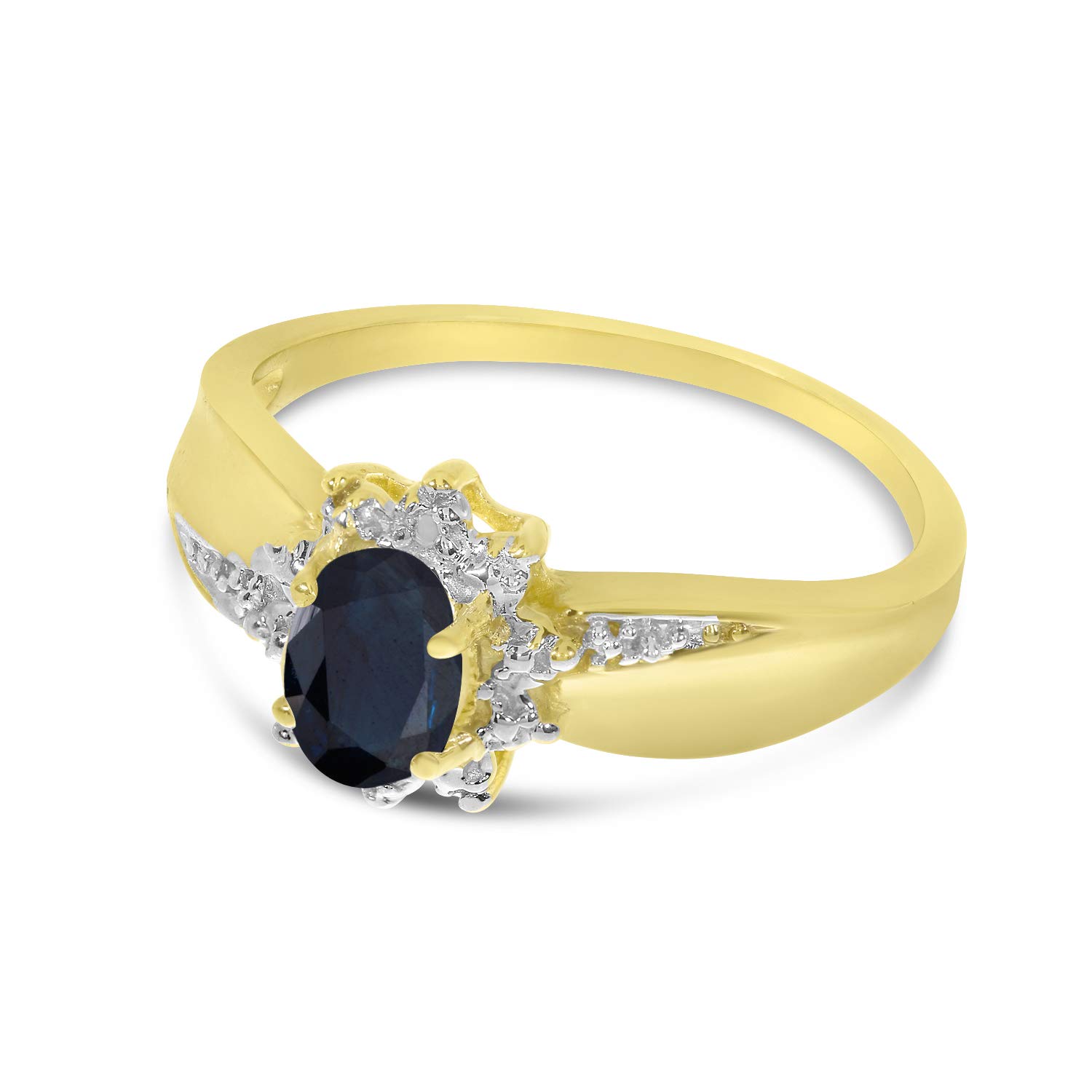 Direct-Jewelry 10k Yellow Gold Oval Sapphire And Diamond Ring (Size 8.5)