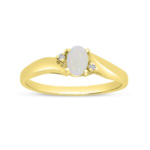 direct-jewelry 14k yellow gold oval opal and diamond ring (size 6)