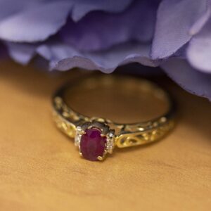 Direct-Jewelry 14k Yellow Gold Oval Ruby And Diamond Ring (Size 7)