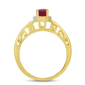 Direct-Jewelry 14k Yellow Gold Oval Ruby And Diamond Ring (Size 7)