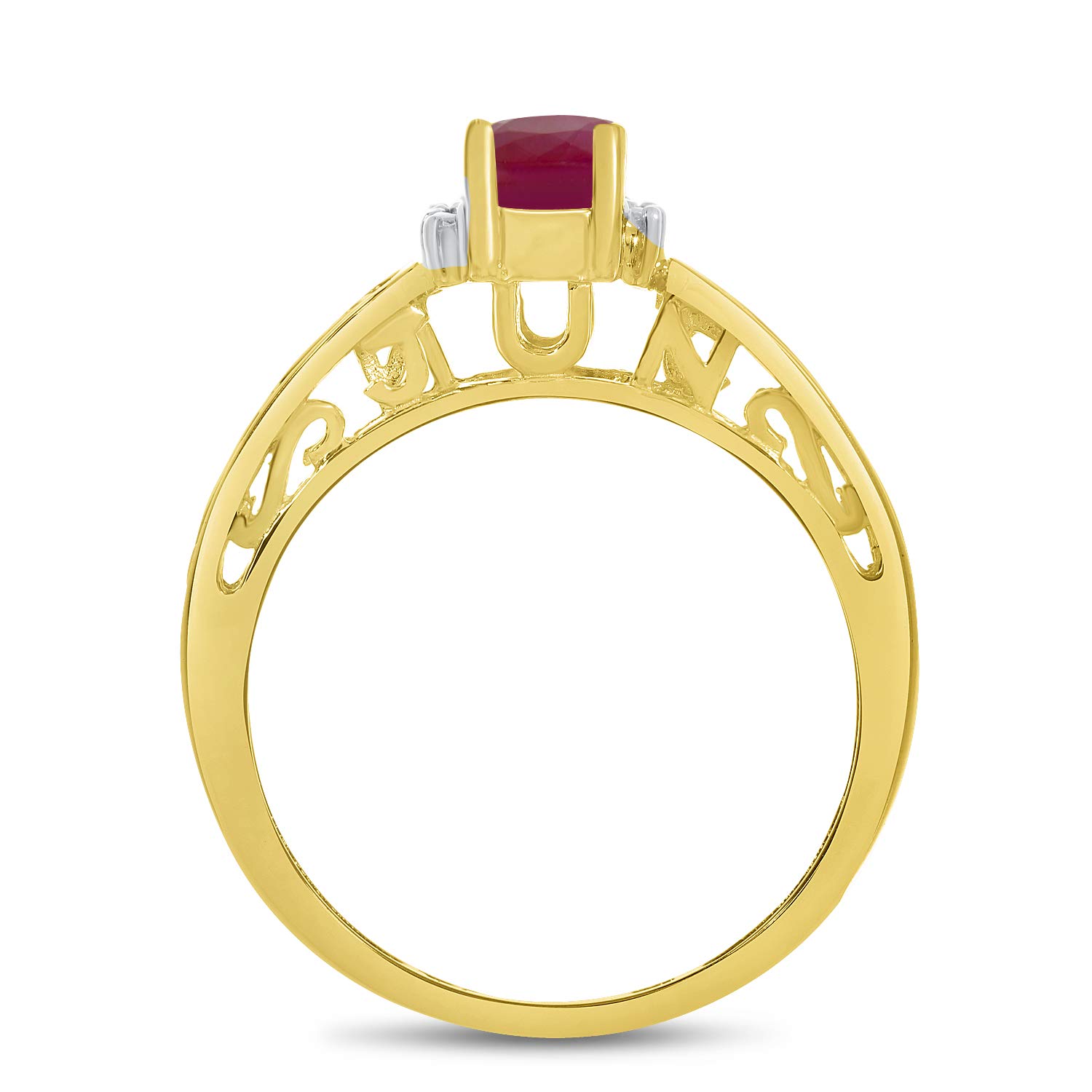 Direct-Jewelry 14k Yellow Gold Oval Ruby And Diamond Ring (Size 7)