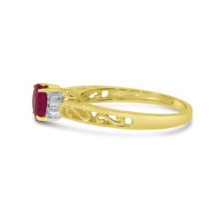 Direct-Jewelry 14k Yellow Gold Oval Ruby And Diamond Ring (Size 7)