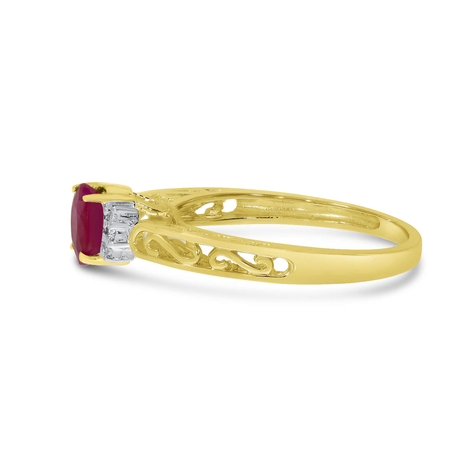 Direct-Jewelry 14k Yellow Gold Oval Ruby And Diamond Ring (Size 7)