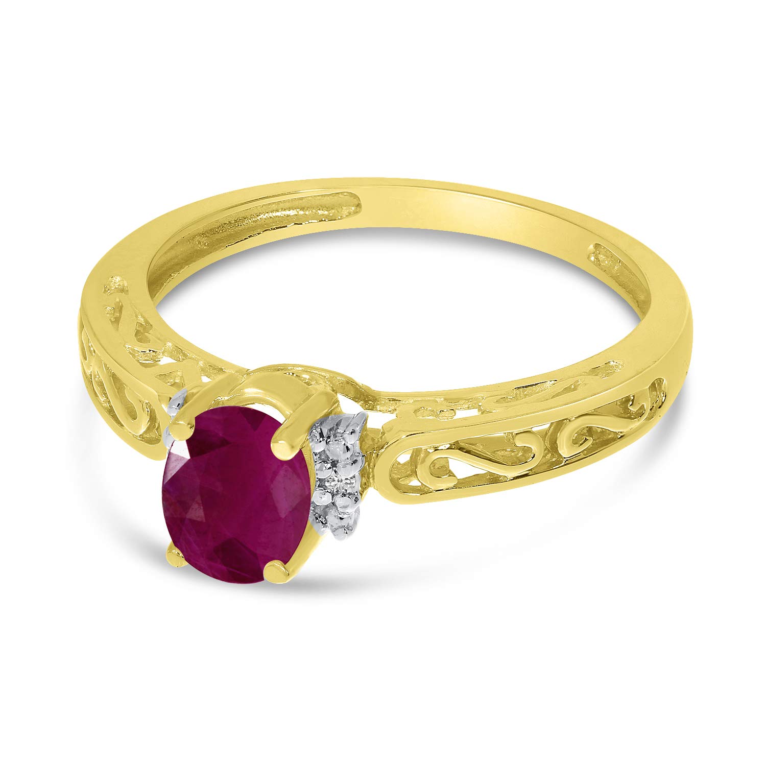 Direct-Jewelry 14k Yellow Gold Oval Ruby And Diamond Ring (Size 7)