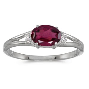 direct-jewelry 14k white gold oval rhodolite garnet and diamond ring (size 6.5)