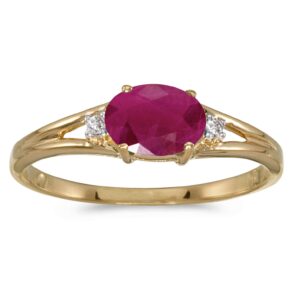 direct-jewelry 14k yellow gold oval ruby and diamond ring (size 5)