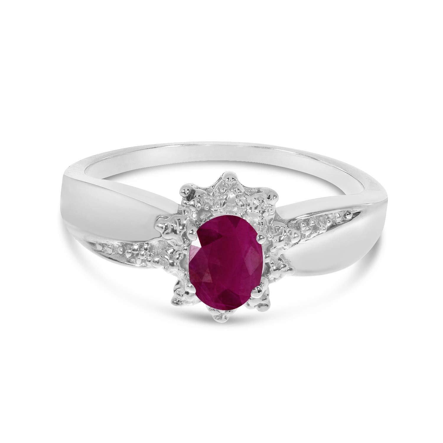 Direct-Jewelry 10k White Gold Oval Ruby And Diamond Ring (Size 7.5)