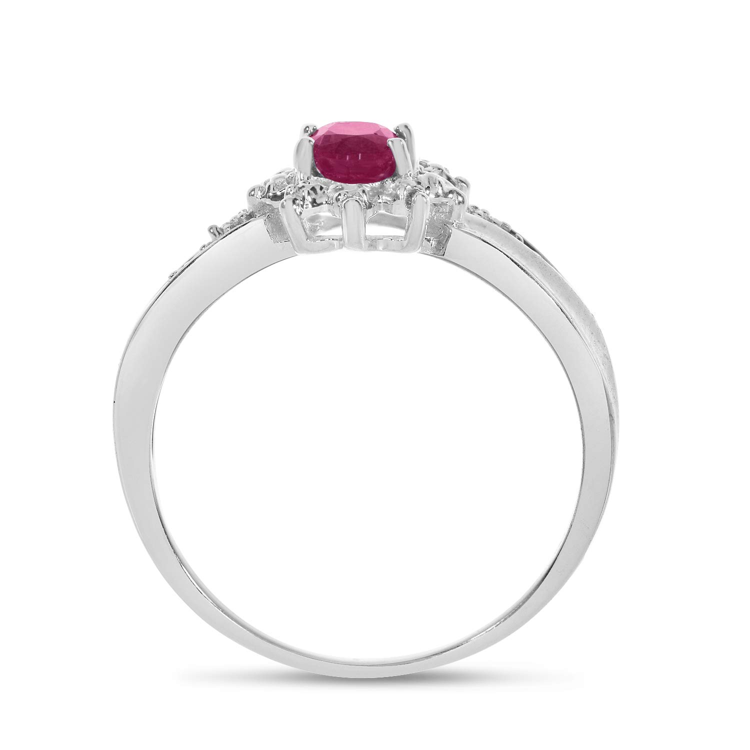 Direct-Jewelry 10k White Gold Oval Ruby And Diamond Ring (Size 7.5)