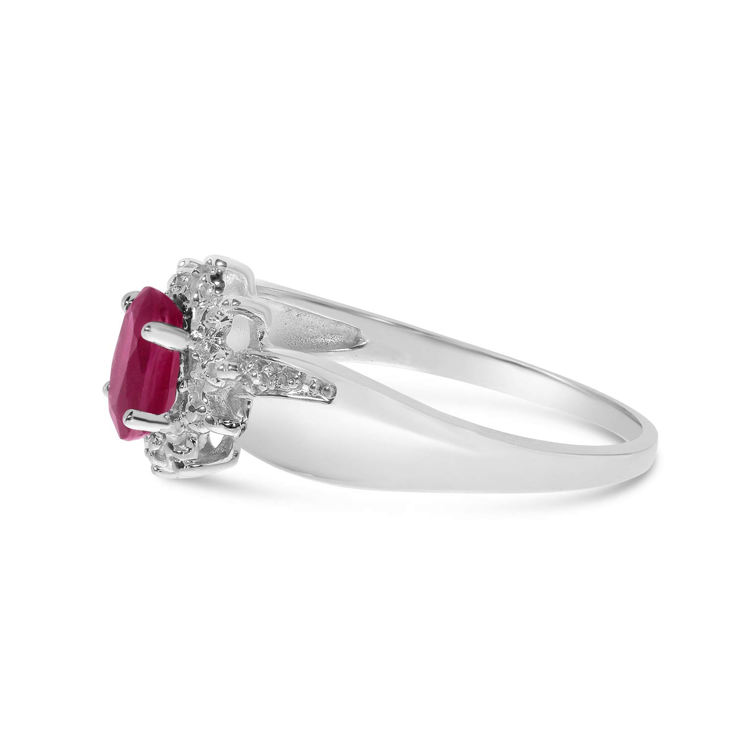 Direct-Jewelry 10k White Gold Oval Ruby And Diamond Ring (Size 7.5)