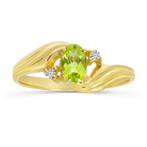 direct-jewelry 14k yellow gold oval peridot and diamond ring (size 8)