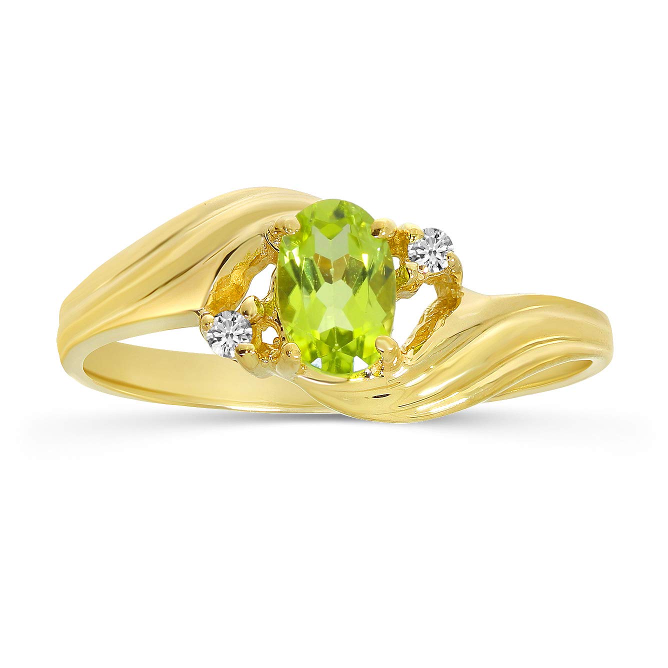 Direct-Jewelry 14k Yellow Gold Oval Peridot And Diamond Ring (Size 8)