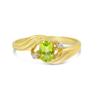 Direct-Jewelry 14k Yellow Gold Oval Peridot And Diamond Ring (Size 8)