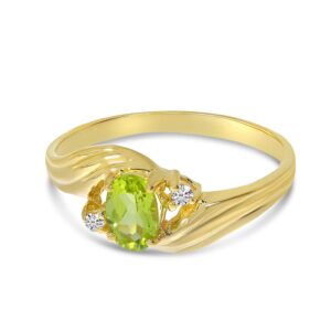 Direct-Jewelry 14k Yellow Gold Oval Peridot And Diamond Ring (Size 8)