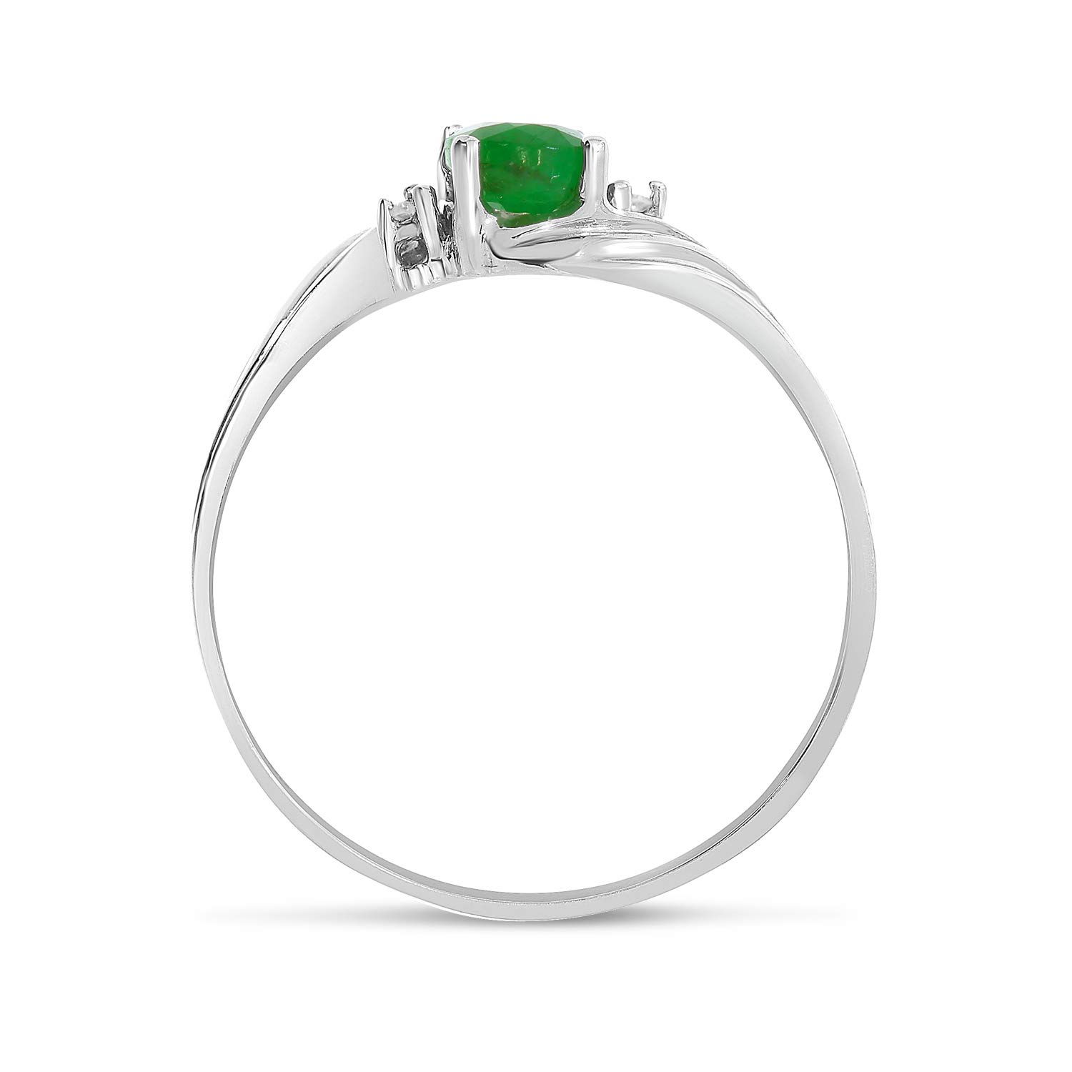 Direct-Jewelry 10k White Gold Oval Emerald And Diamond Ring (Size 8)