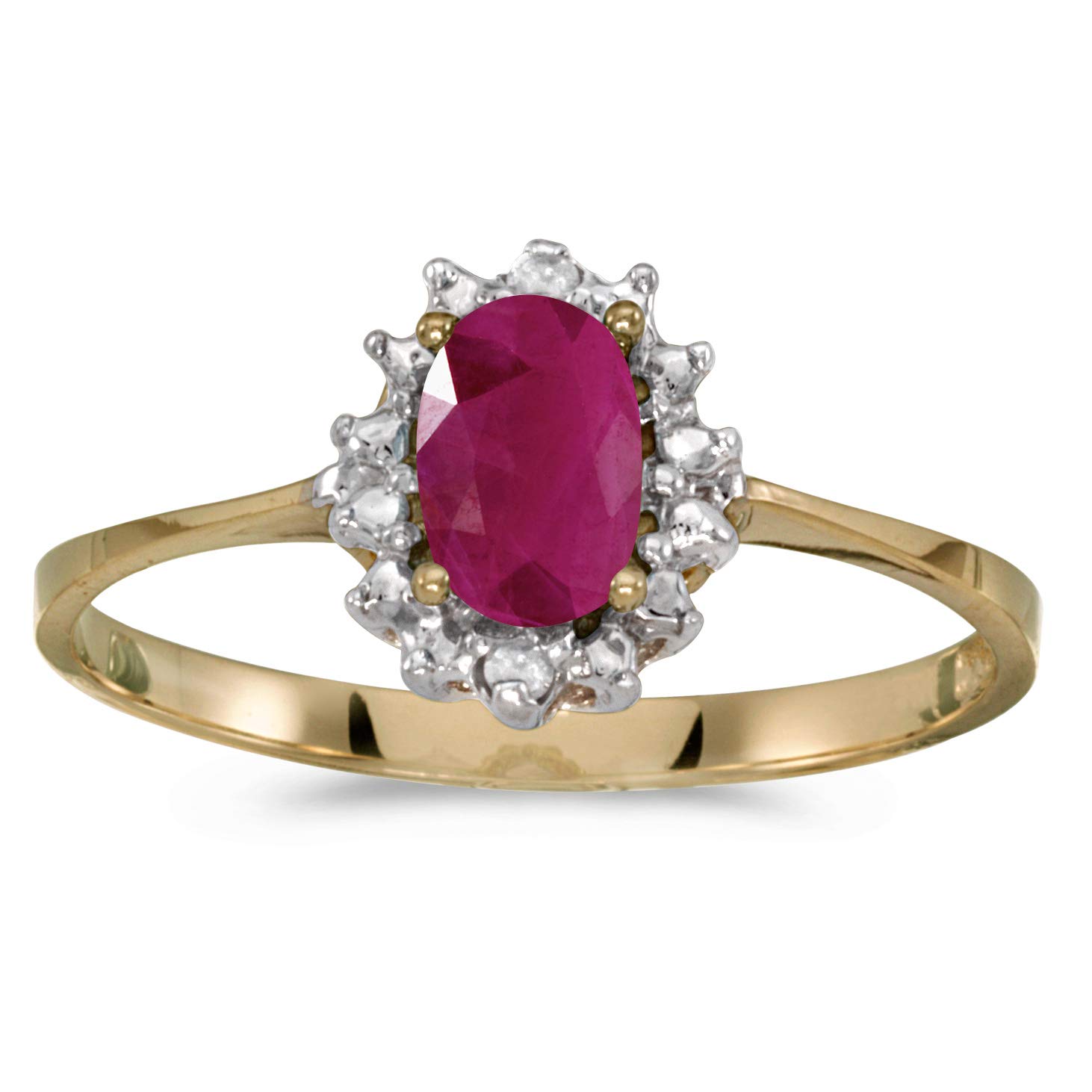 Direct-Jewelry 10k Yellow Gold Oval Ruby And Diamond Ring (Size 6)