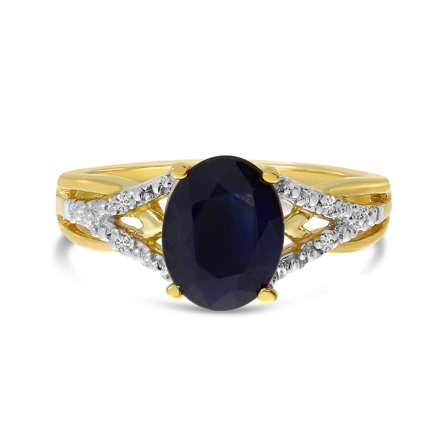 Direct-Jewelry 14k Yellow Gold Oval Sapphire And Diamond Ring (Size 11)