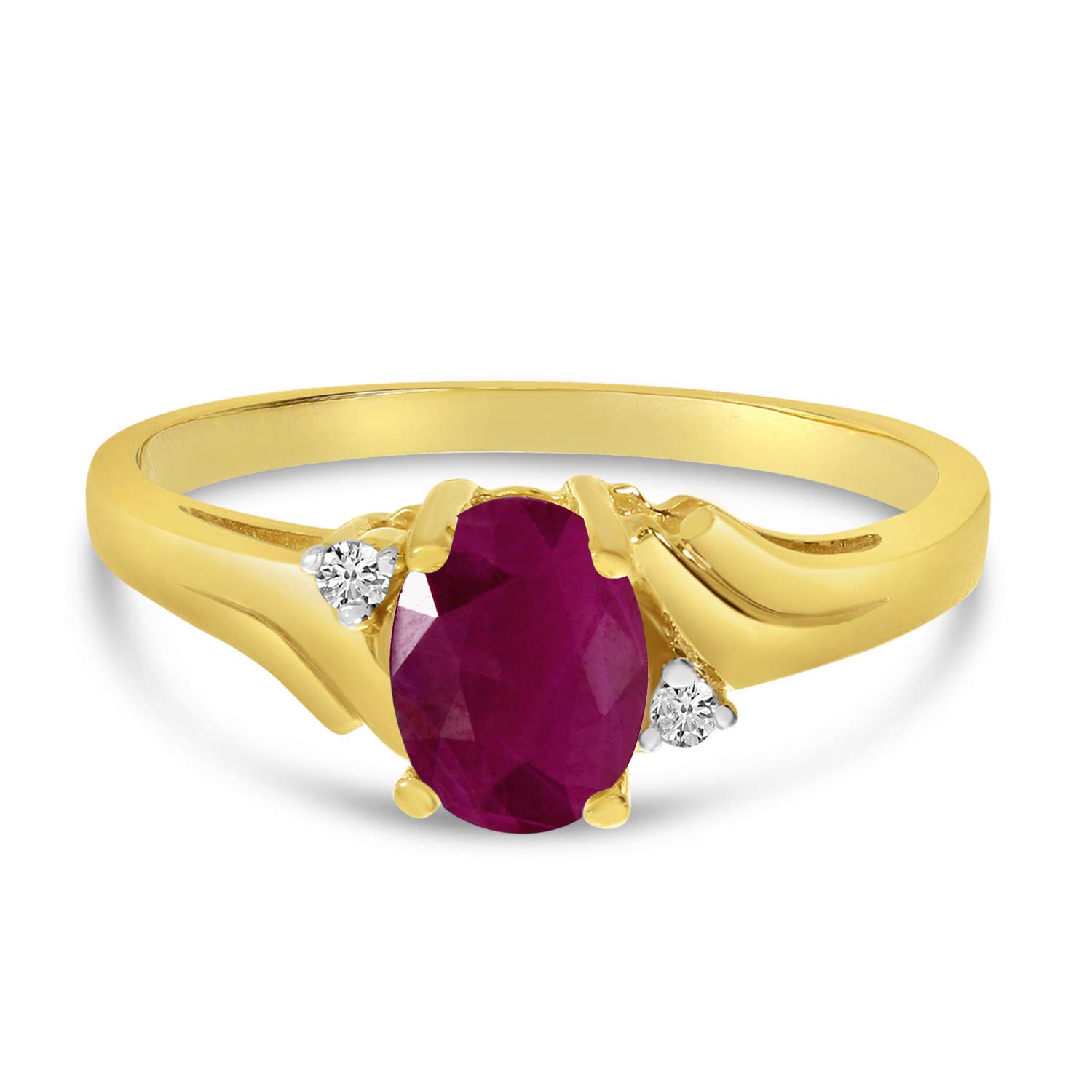 Direct-Jewelry 10k Yellow Gold Oval Ruby And Diamond Ring (Size 10)