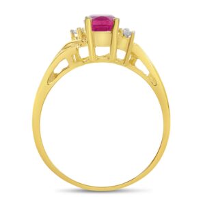 Direct-Jewelry 10k Yellow Gold Oval Ruby And Diamond Ring (Size 10)