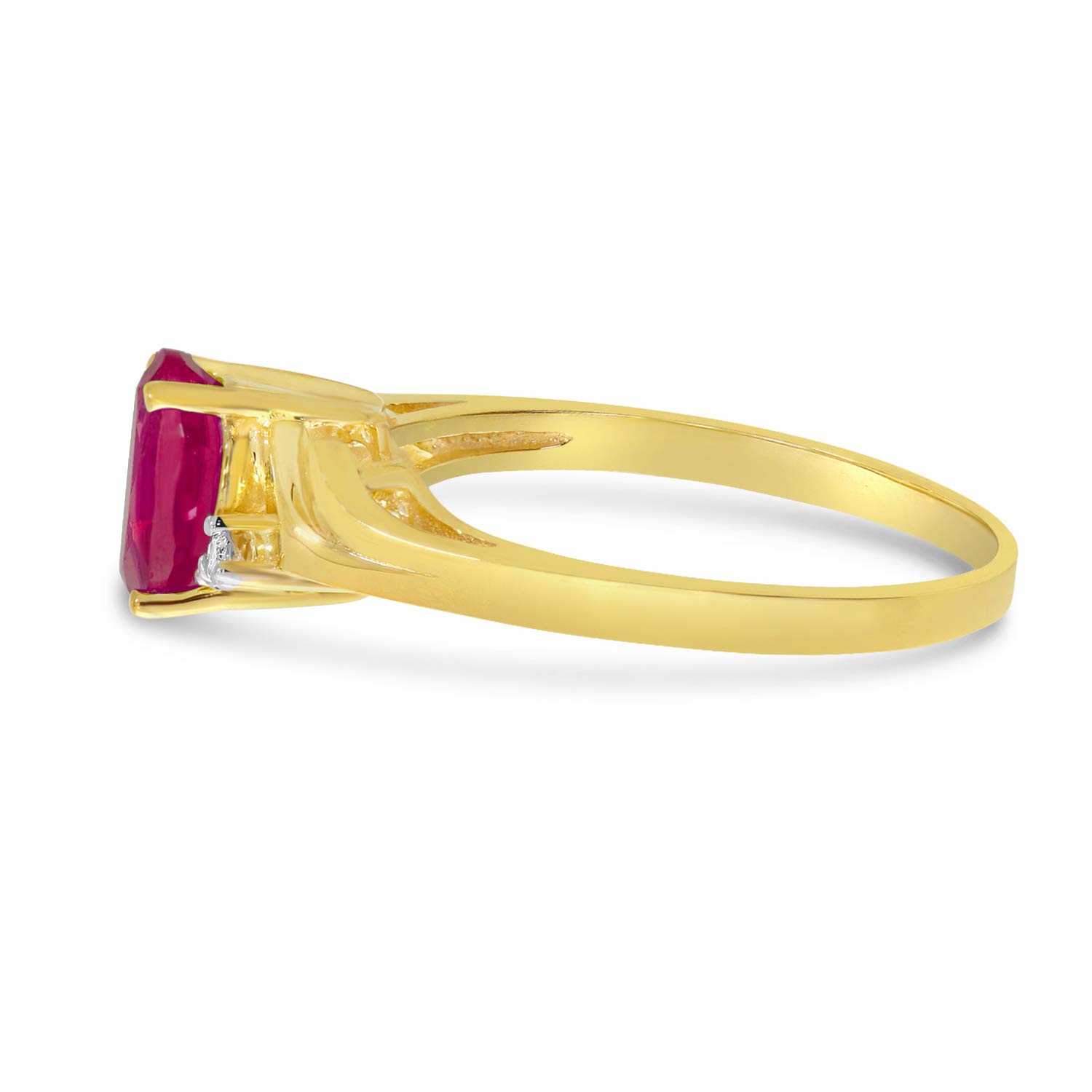 Direct-Jewelry 10k Yellow Gold Oval Ruby And Diamond Ring (Size 10)