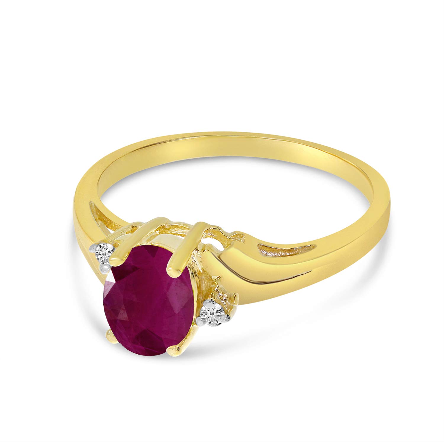 Direct-Jewelry 10k Yellow Gold Oval Ruby And Diamond Ring (Size 10)