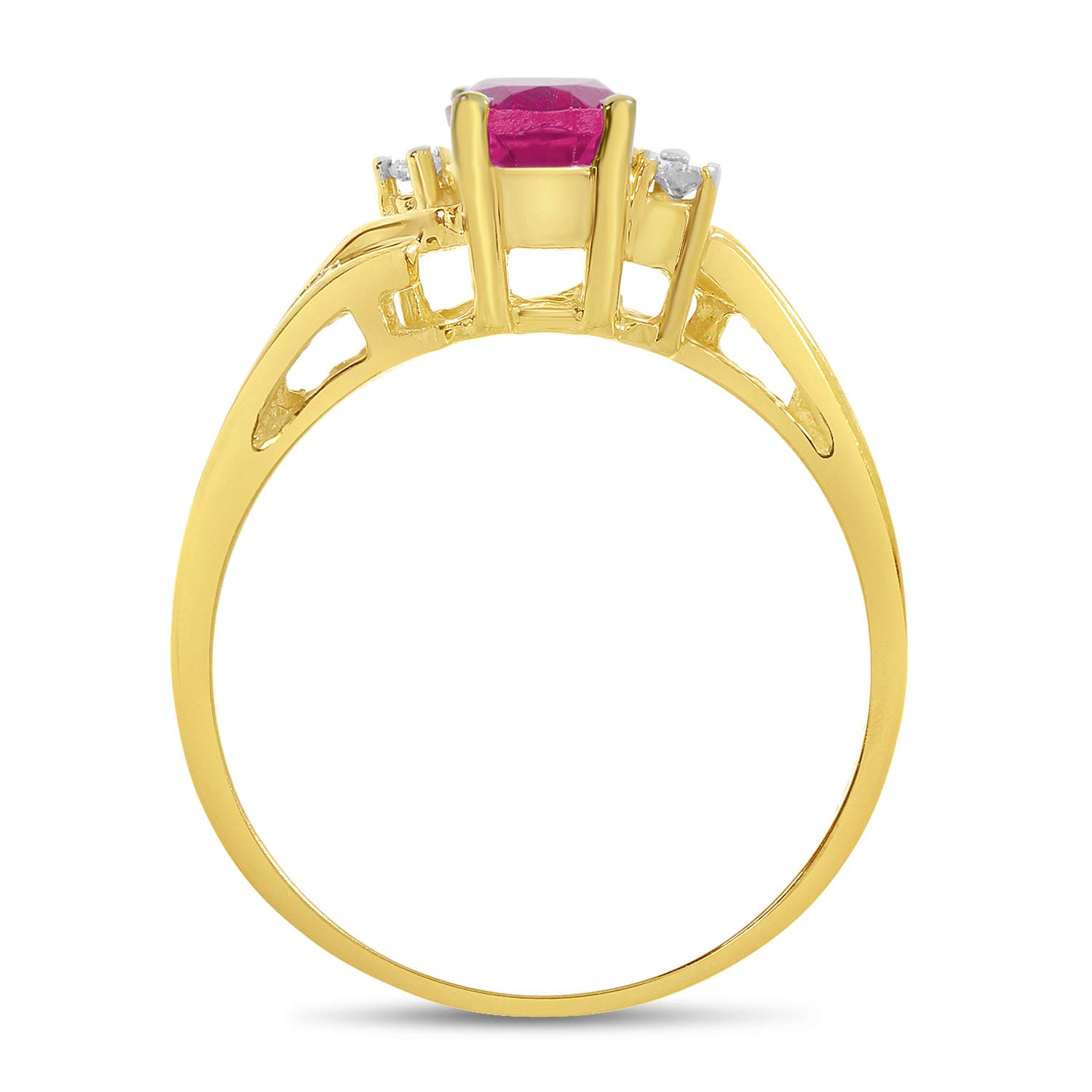 Direct-Jewelry 14k Yellow Gold Oval Ruby And Diamond Ring (Size 8.5)