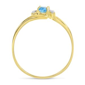 Direct-Jewelry 14k Yellow Gold Oval Blue Topaz And Diamond Ring (Size 7.5)