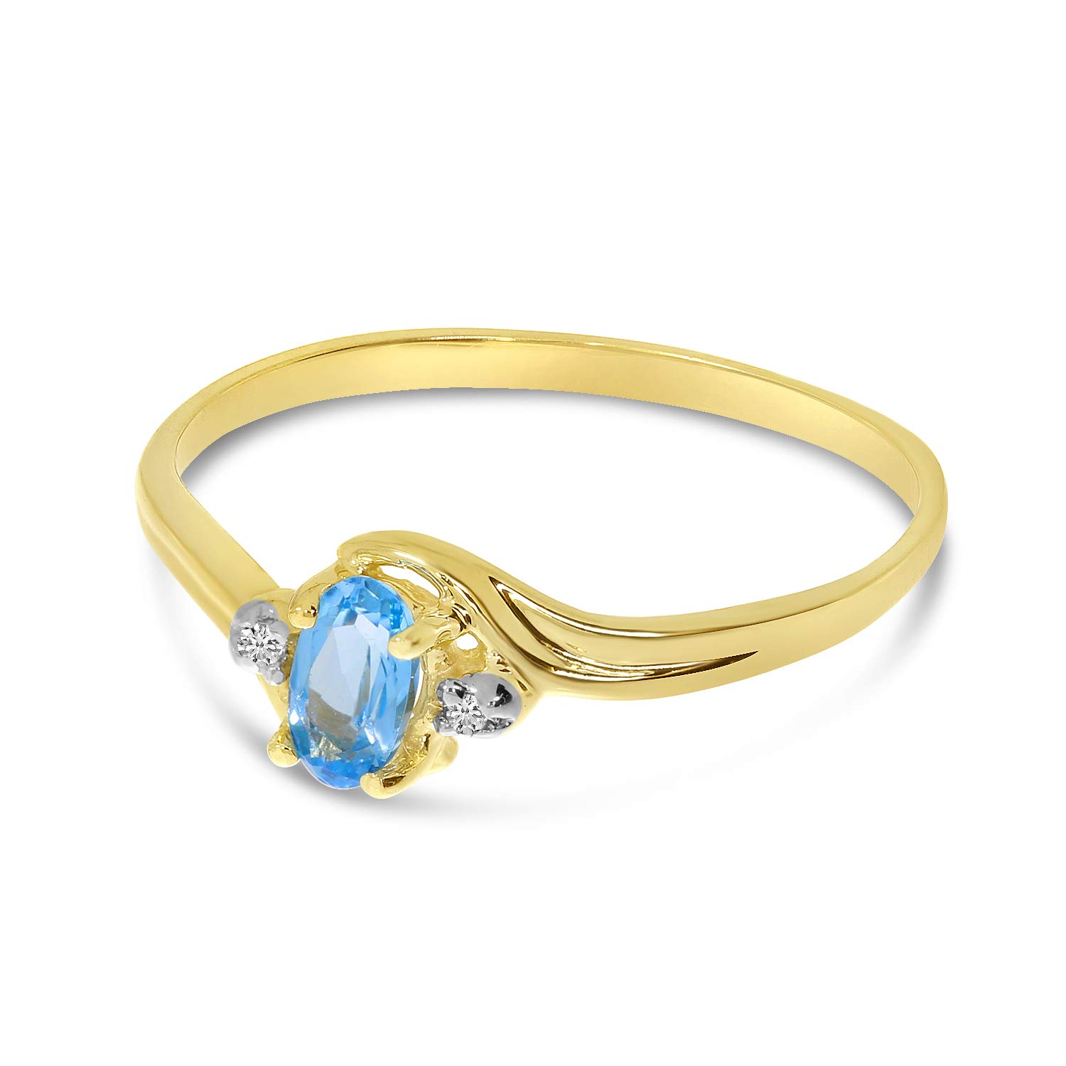 Direct-Jewelry 14k Yellow Gold Oval Blue Topaz And Diamond Ring (Size 7.5)