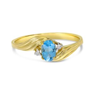 Direct-Jewelry 10k Yellow Gold Oval Blue Topaz And Diamond Ring (Size 7)