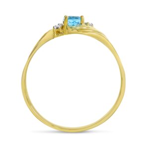 Direct-Jewelry 10k Yellow Gold Oval Blue Topaz And Diamond Ring (Size 7)