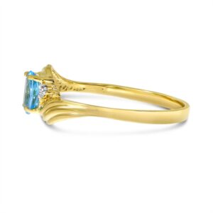 Direct-Jewelry 10k Yellow Gold Oval Blue Topaz And Diamond Ring (Size 7)