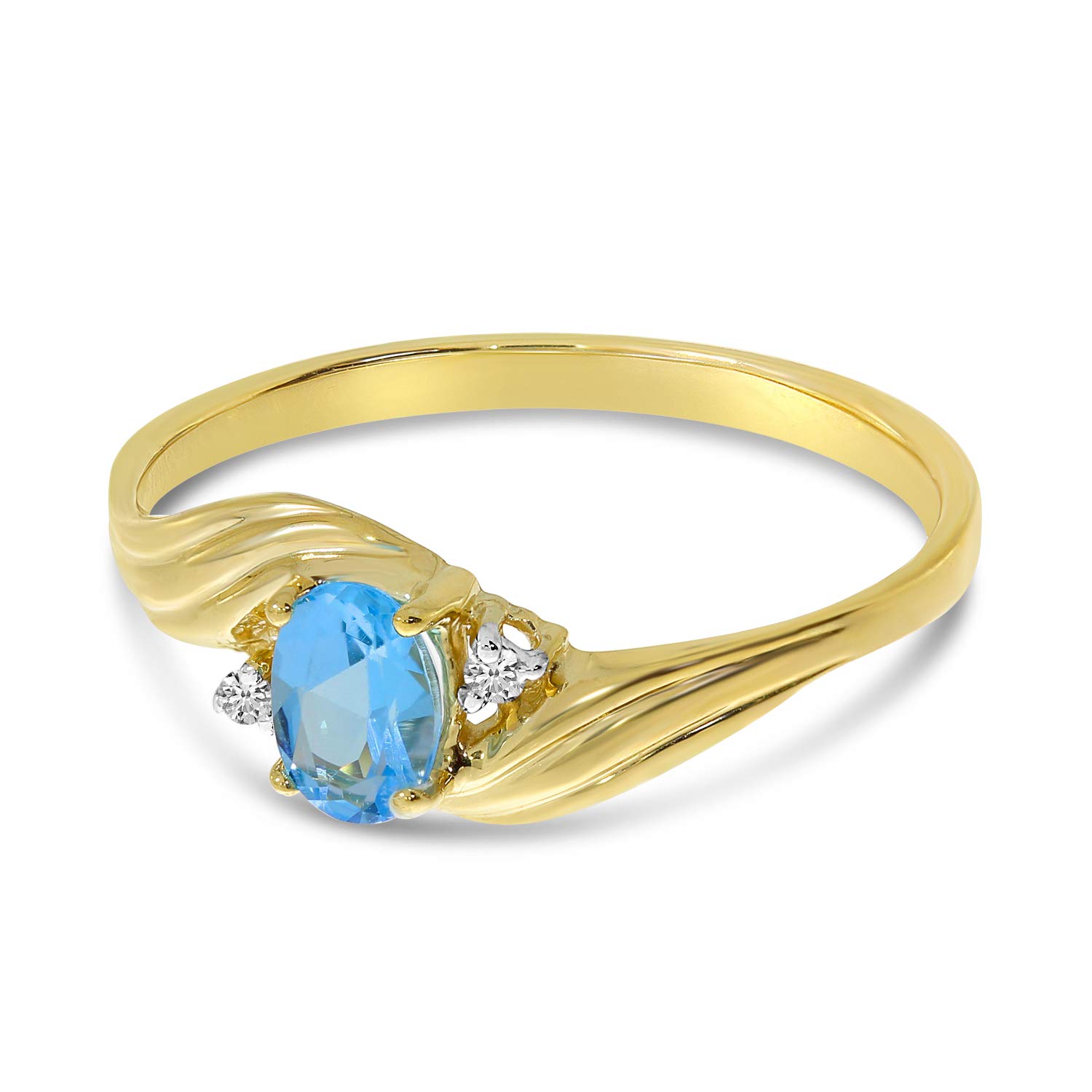 Direct-Jewelry 10k Yellow Gold Oval Blue Topaz And Diamond Ring (Size 7)