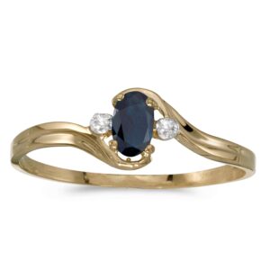 direct-jewelry 14k yellow gold oval sapphire and diamond ring (size 6.5)