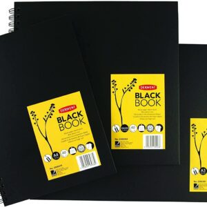 Derwent Black Book, 12 Inch Square Sheet Size, Hard Covers, Wirebound, 40 B