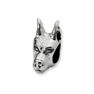 Reflections Sterling Silver Doberman Pinscher Head Bead/Charm