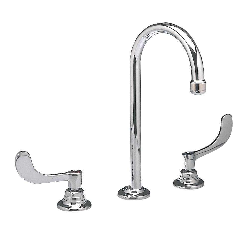 American Standard 6540.175.002 Monterrey Widespread .5 Gpm Gooseneck Faucet with VR Wristblade Handles Less Drain, Polished Chrome