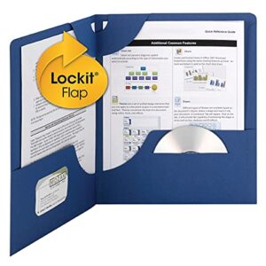 Smead Lockit Two-Pocket Heavyweight Folder, Letter Size, Dark Blue, 25 per Box (87982)