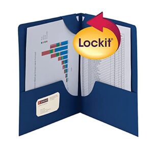 Smead Lockit Two-Pocket Heavyweight Folder, Letter Size, Dark Blue, 25 per Box (87982)