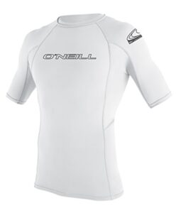 o'neill wetsuits men's basic skins upf 50+ short sleeve rash guard, white, large