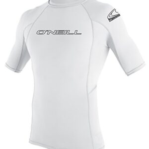 O'Neill Wetsuits Men's Basic Skins UPF 50+ Short Sleeve Rash Guard, White, Large