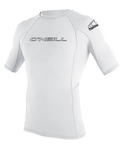 O'Neill Wetsuits Men's Basic Skins UPF 50+ Short Sleeve Rash Guard, White, Large